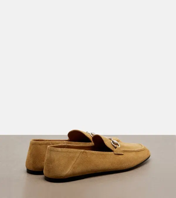 Gucci Jordaan Horsebit Suede Loafers - Beige