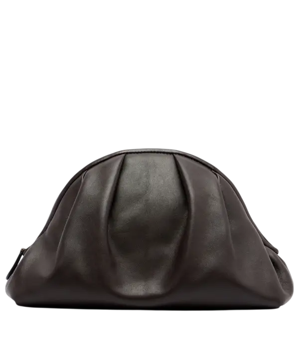 THE ROW Charlotte Leather Clutch - Brown