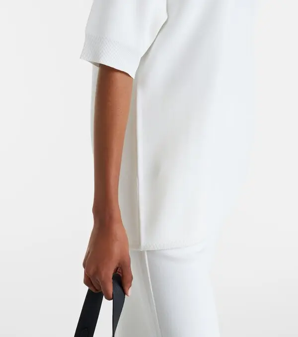 Max Mara Knitted V-neck Top With Ribbed Hem And Cuffs