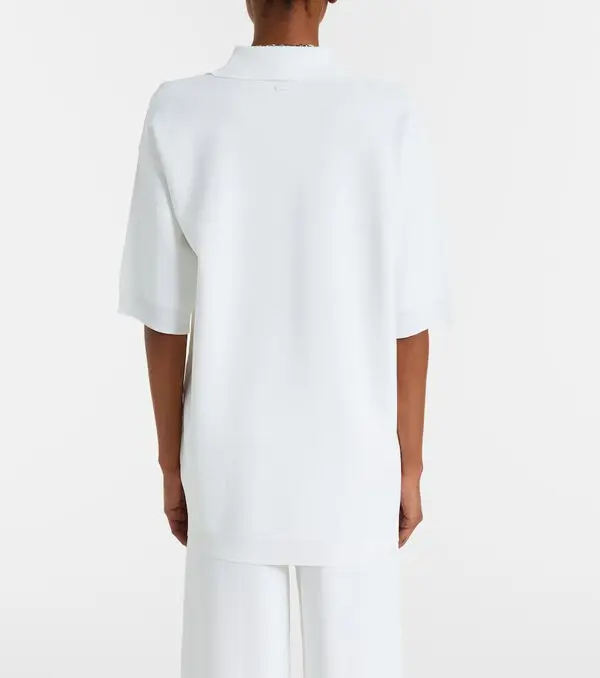 Max Mara Knitted V-neck Top With Ribbed Hem And Cuffs