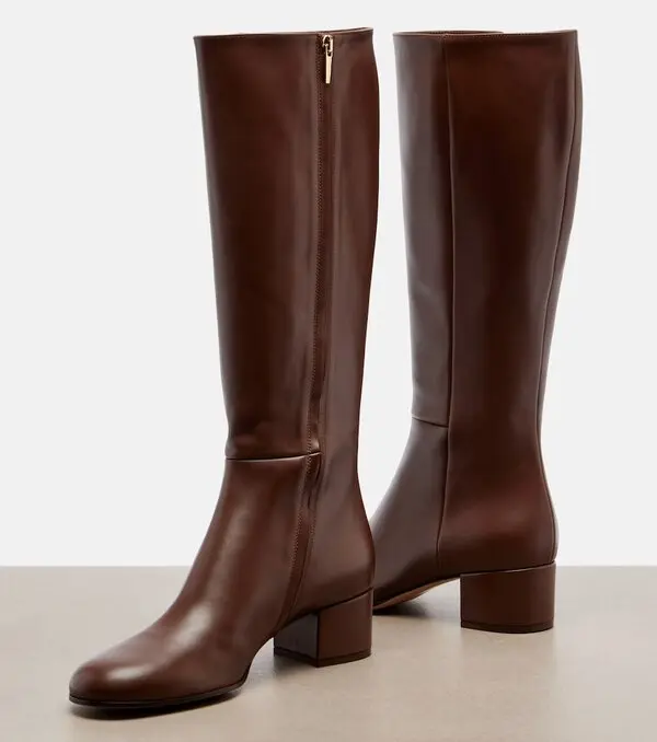 GIANVITO ROSSI Joelle Leather Knee-high Boots - Brown