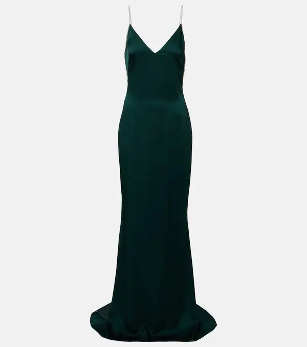 TOM FORD Crystal-embellished Satin Slip Gown - Green