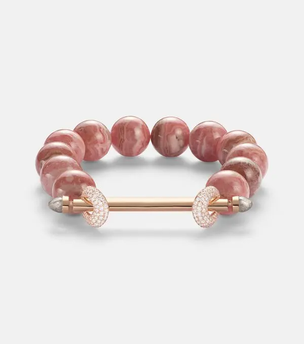 ANANYA 18kt Rose Gold Beaded Bracelet With Gemstones - Pink