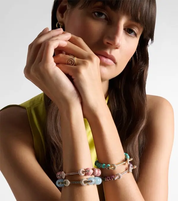 ANANYA 18kt Rose Gold Beaded Bracelet With Gemstones