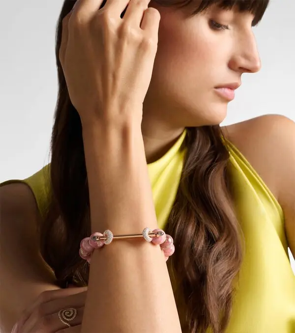 ANANYA 18kt Rose Gold Beaded Bracelet With Gemstones