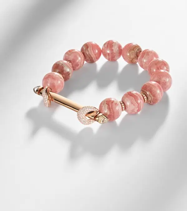 ANANYA 18kt Rose Gold Beaded Bracelet With Gemstones