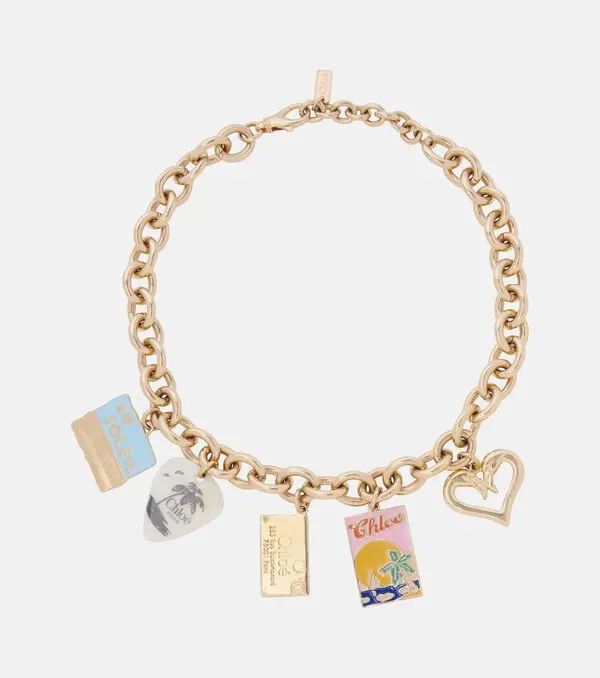Chloé Embellished Charm Necklace - Gold