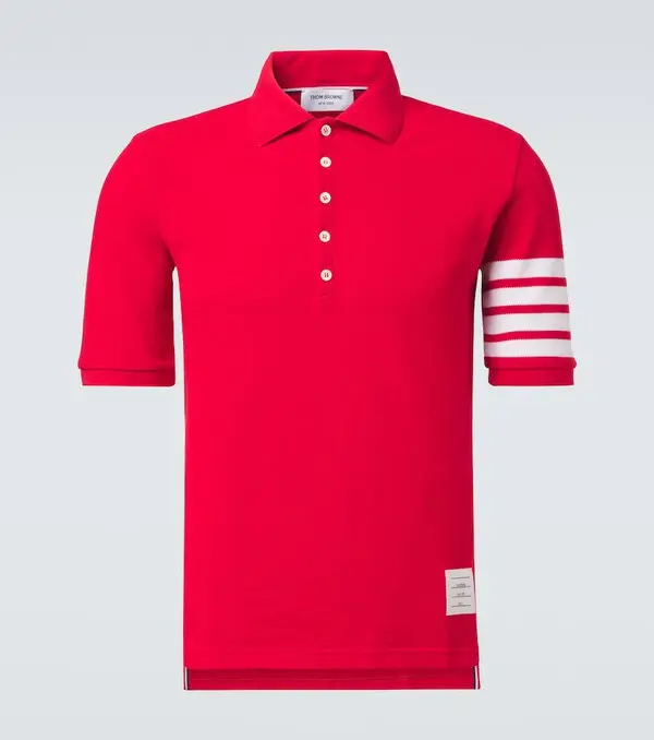Thom Browne 4-bar Cotton Polo Shirt - Red