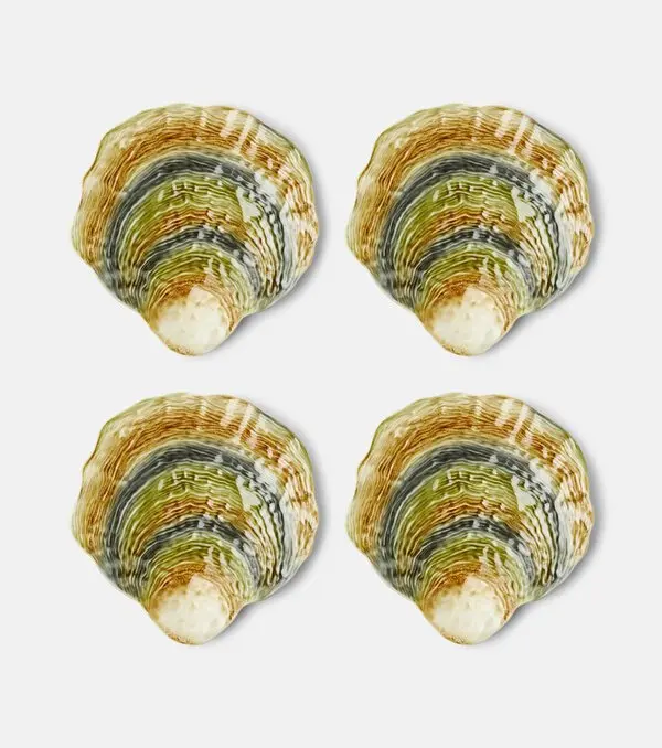 BORDALLO PINHEIRO Oyster & Scallops Set Of 4 Ceramic Charger Plates - Multicoloured
