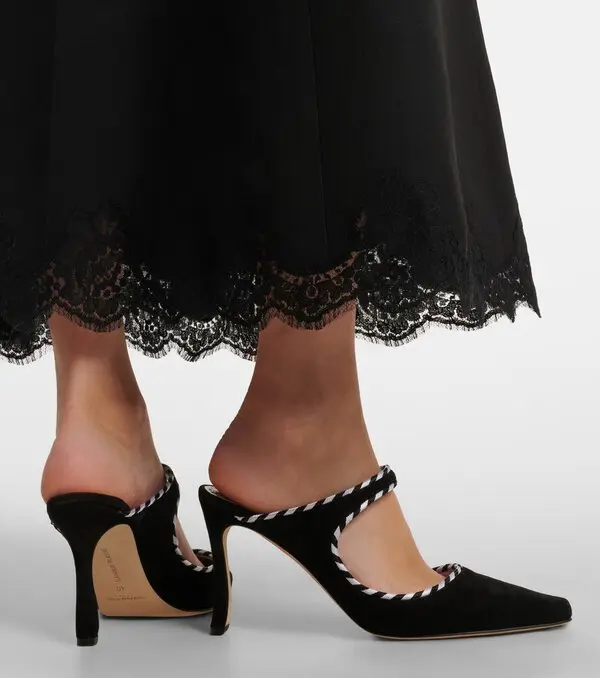 Manolo Blahnik Pura Suede Mules
