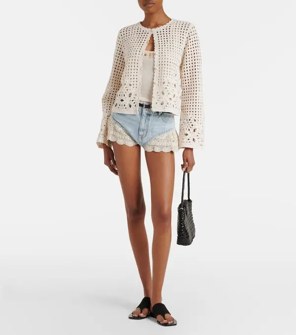 FRAME Crochet Denim Shorts
