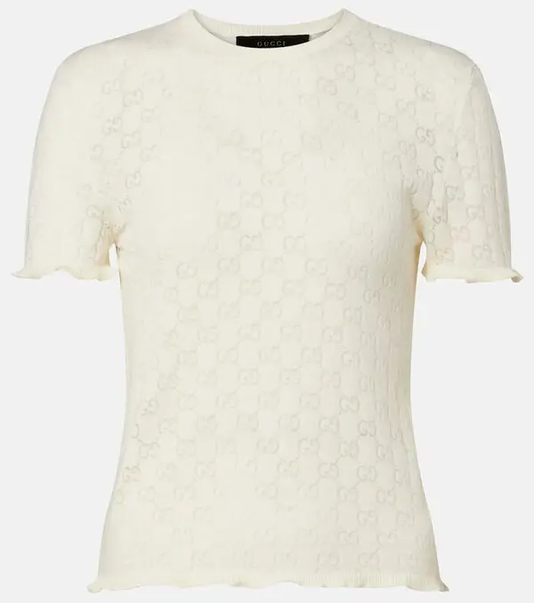 Gucci Gg Cotton-blend Devoré T-shirt - White
