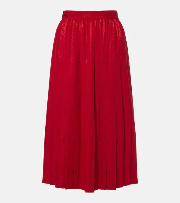 Gucci Interlocking G Silk Jacquard Midi Skirt - Red
