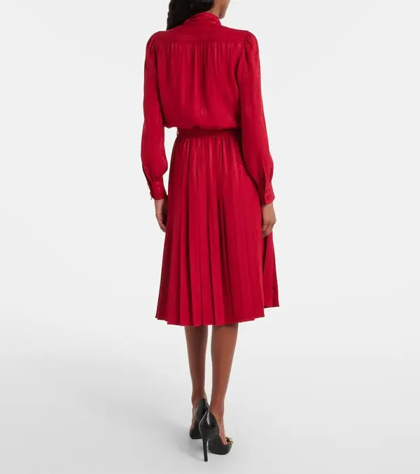 Gucci Interlocking G Silk Jacquard Midi Skirt - Red