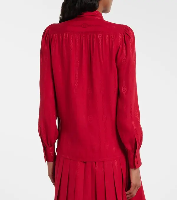 Gucci Interlocking G Silk Jacquard Blouse
