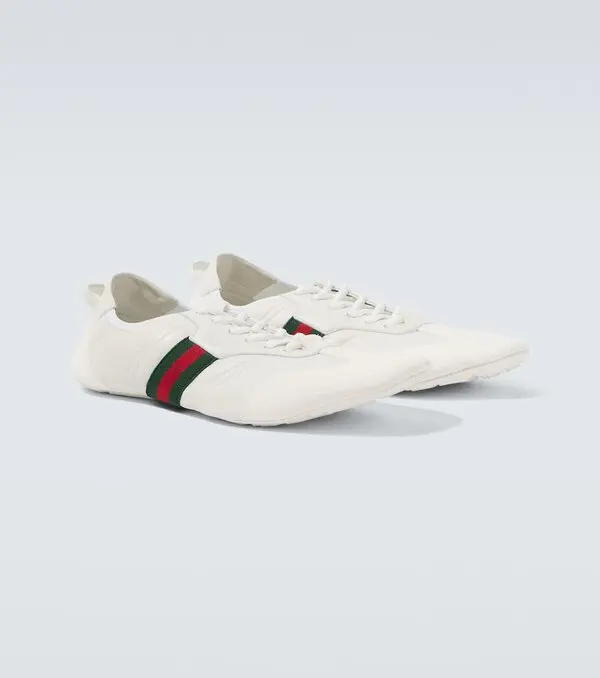 Gucci Leather And Suede Lace-up Sneakers - White