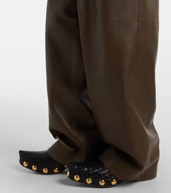 Bottega Veneta Pleated Leather Straight-leg Trousers