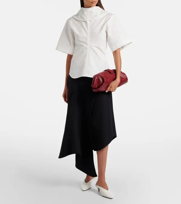 Bottega Veneta Asymmetrical Cotton Midi Skirt