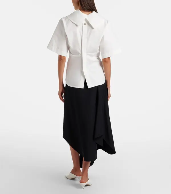 Bottega Veneta Asymmetrical Cotton Midi Skirt