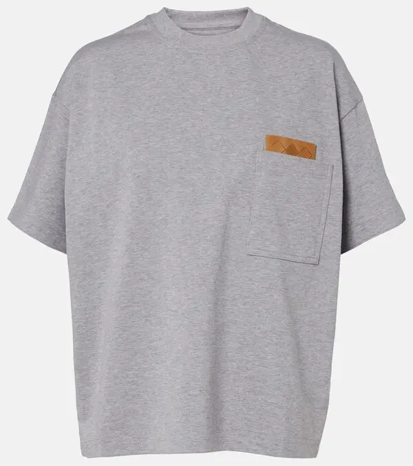 Bottega Veneta Intrecciato Cotton-blend Jersey T-shirt - Grey