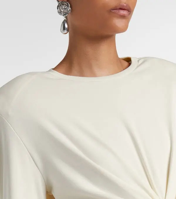 Magda Butrym Cropped Knot Detail Cotton-blend Jersey Top - White