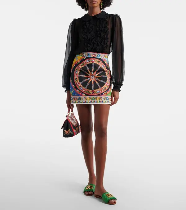 Dolce & Gabbana Printed Cotton Mini Skirt