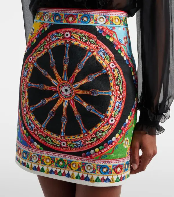 Dolce & Gabbana Printed Cotton Mini Skirt