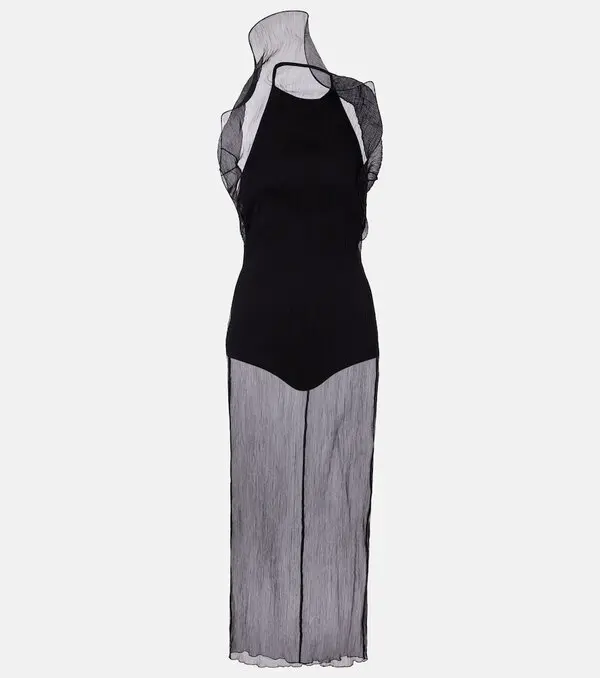Magda Butrym Sheer Silk Organza Midi Dress - Black