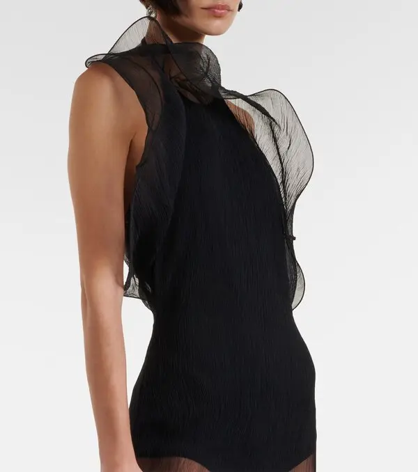 Magda Butrym Sheer Silk Organza Midi Dress - Black
