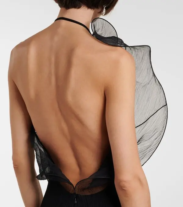 Magda Butrym Sheer Silk Organza Midi Dress - Black