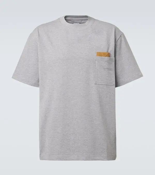 Bottega Veneta Intrecciato Cotton-blend Jersey T-shirt - Grey
