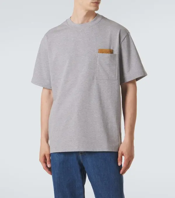 Bottega Veneta Intrecciato Cotton-blend Jersey T-shirt - Grey