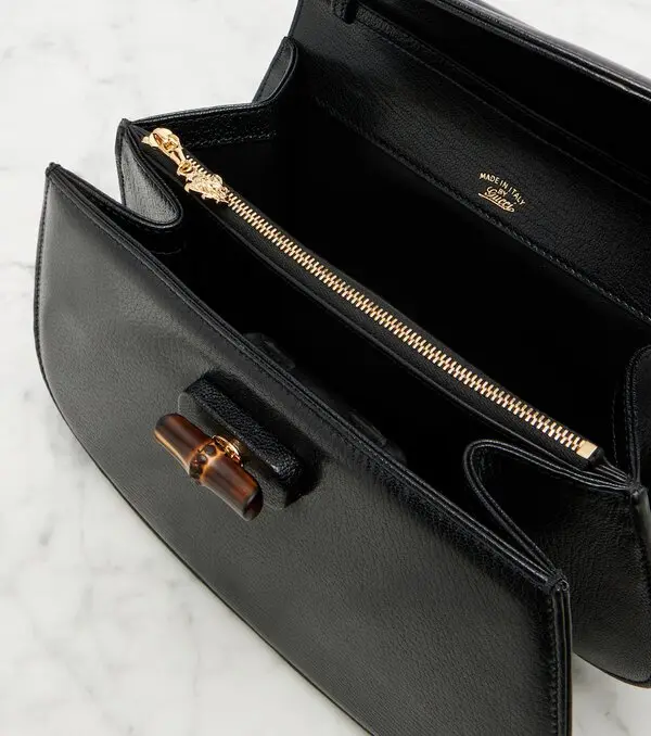 Gucci Bamboo Small Leather Crossbody Bag - Black