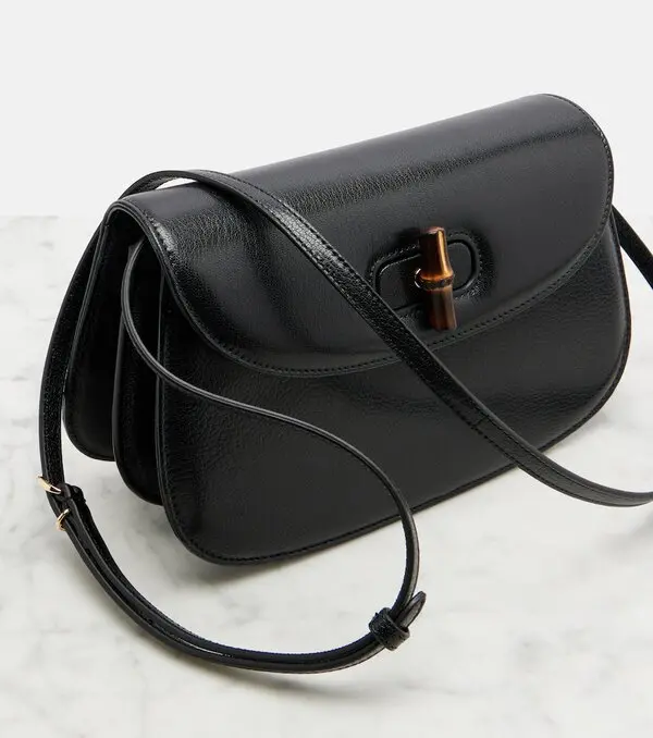 Gucci Bamboo Small Leather Crossbody Bag - Black
