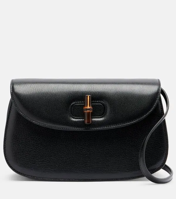 Gucci Bamboo Small Leather Crossbody Bag - Black