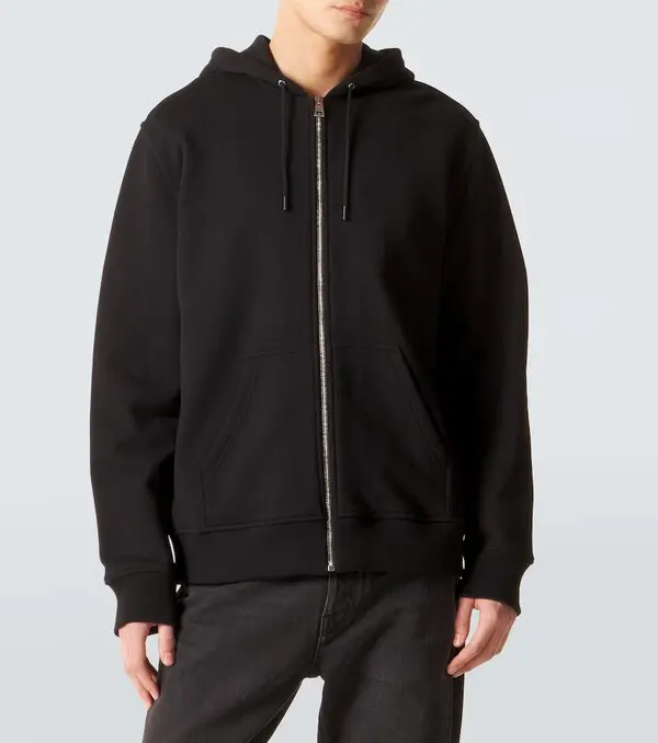 Givenchy Logo Cotton Fleece Zip-up Hoodie - Black