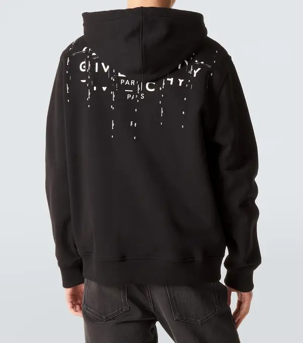 Givenchy Logo Cotton Fleece Zip-up Hoodie - Black