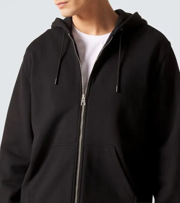 Givenchy Logo Cotton Fleece Zip-up Hoodie - Black