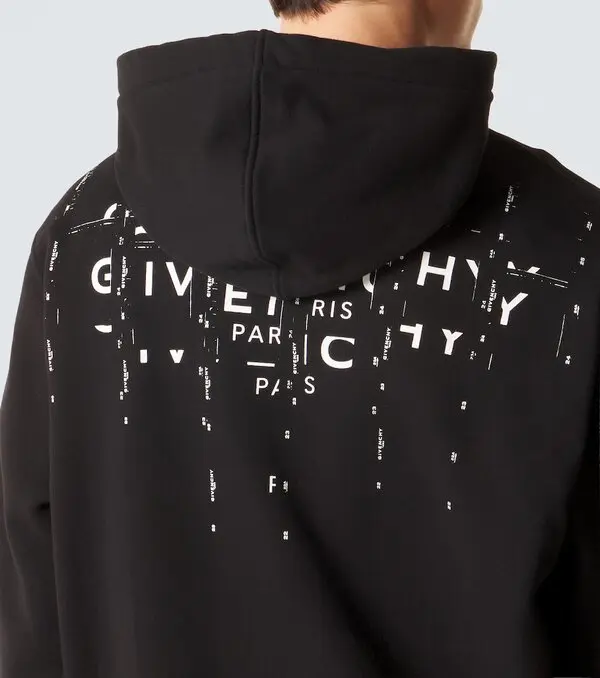 Givenchy Logo Cotton Fleece Zip-up Hoodie - Black