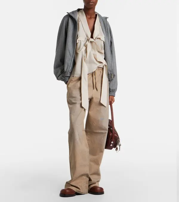 Acne Studios Wide-leg Cotton Twill Pants - Beige