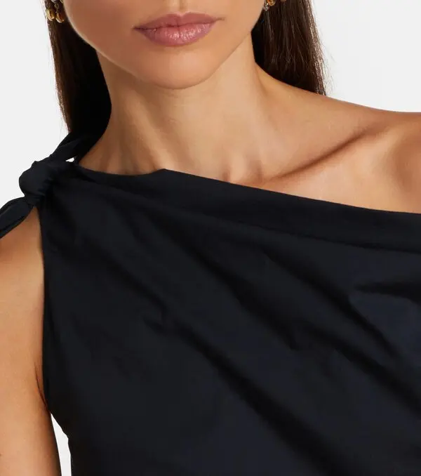 Staud Bellaria Asymmetric Cotton Top - Black