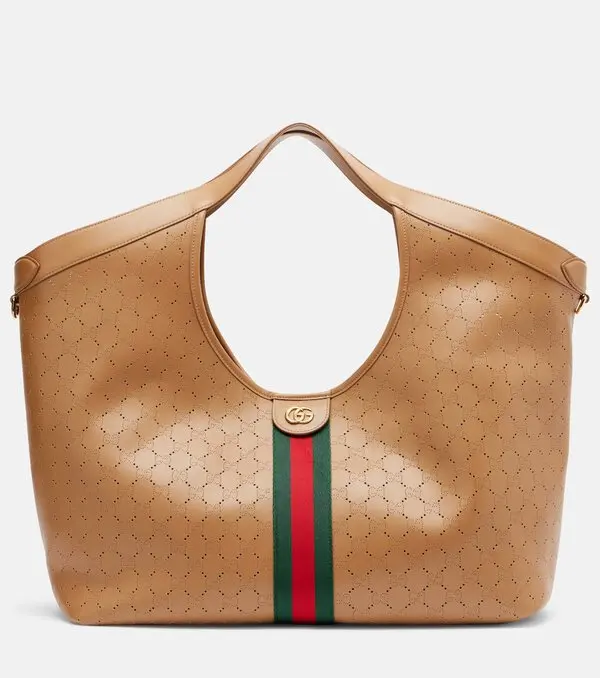 Gucci Giglio Large Leather Tote Bag - Brown