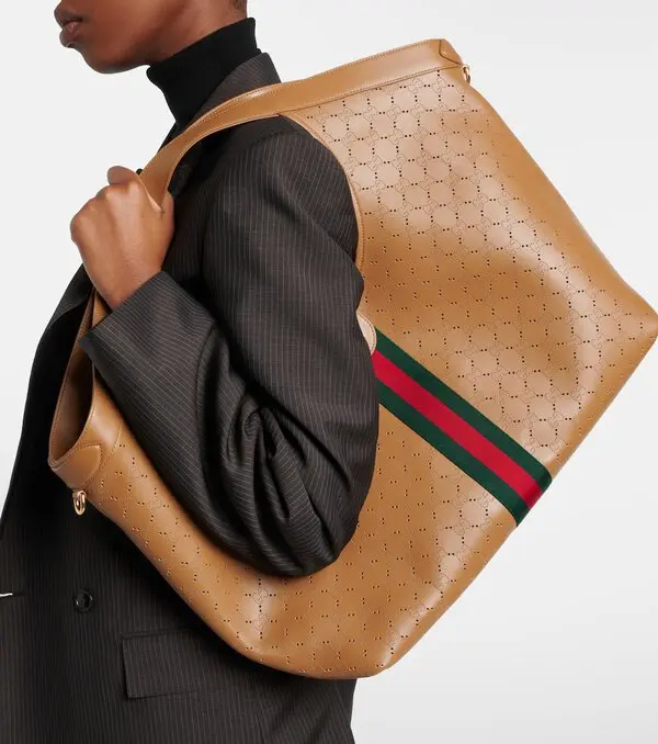 Gucci Giglio Large Leather Tote Bag - Brown