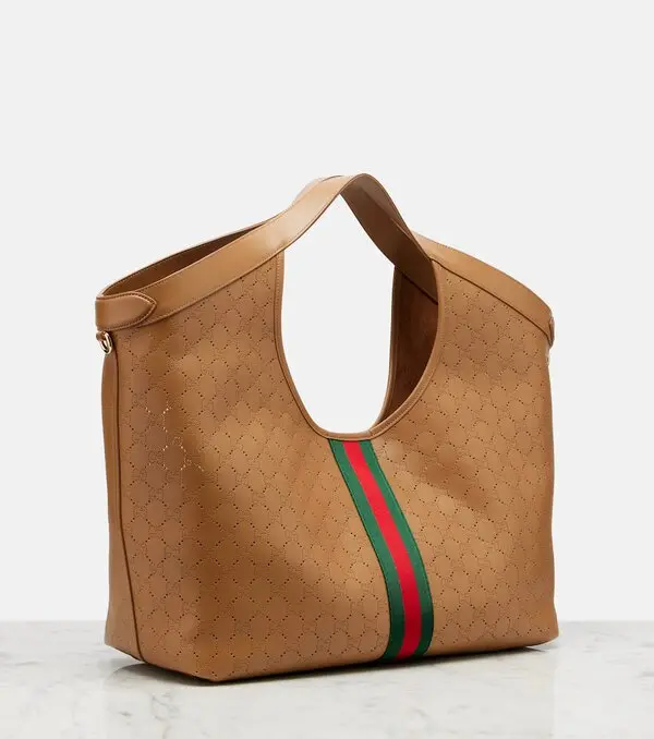 Gucci Giglio Large Leather Tote Bag - Brown