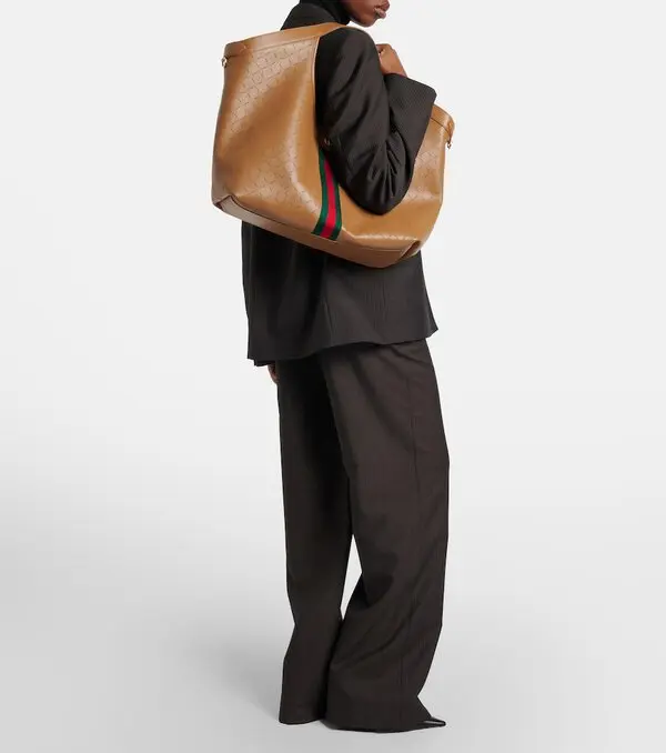 Gucci Giglio Large Leather Tote Bag - Brown