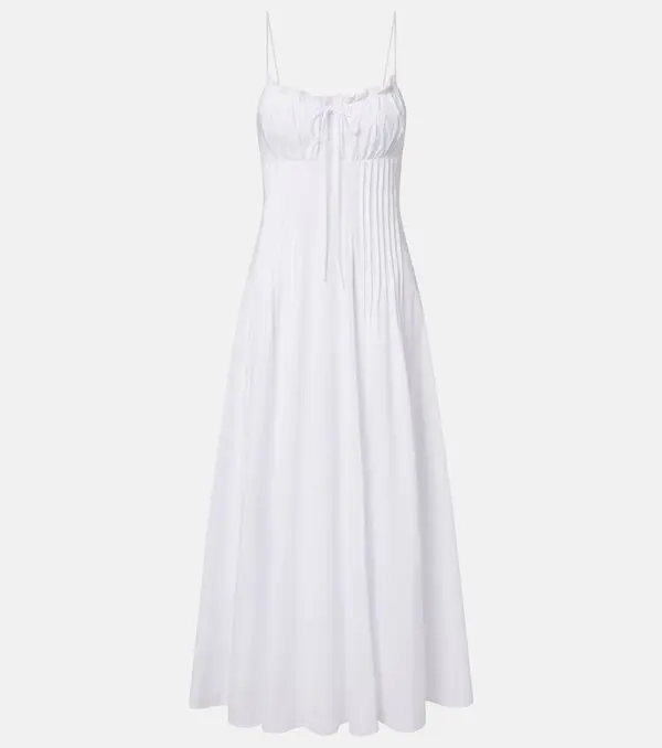 Staud Margi Cotton Poplin Maxi Dress - White