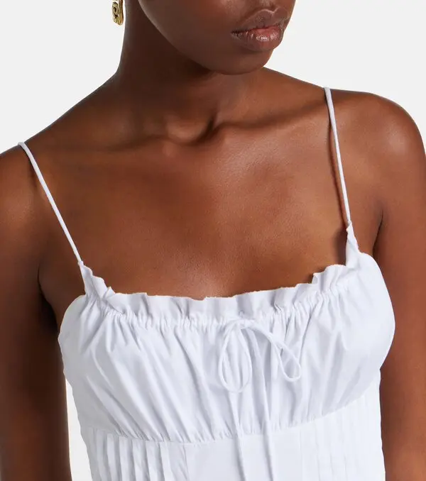 Staud Margi Maxi Dress In Cotton Poplin - White
