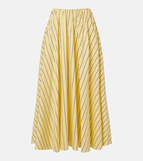 Staud Milano Striped Cotton Maxi Skirt - Yellow
