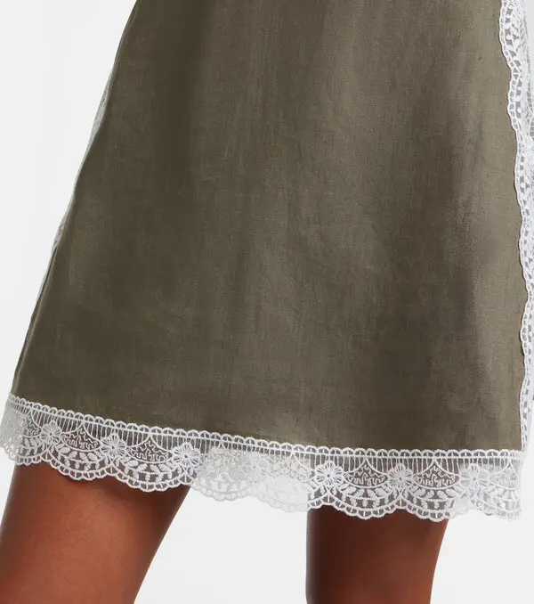 Staud Amalina" Lace-trimmed Linen Mini Dress - Green