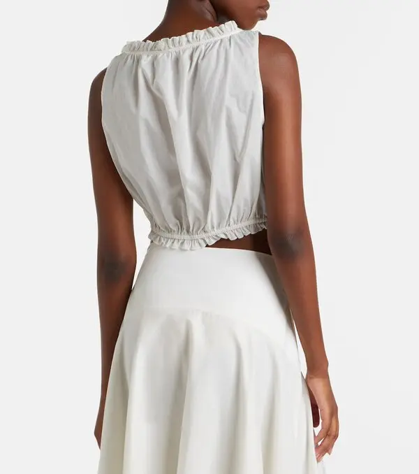 Staud Sicilia Lace-trimmed Cotton Voile Top - White